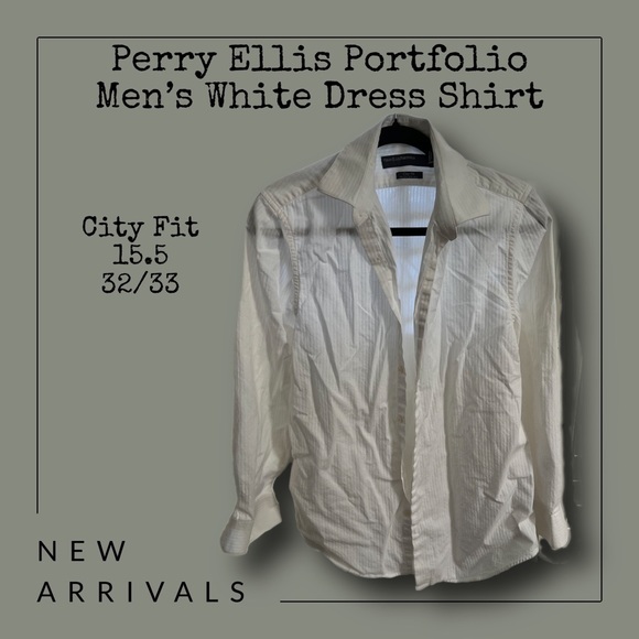 Perry Ellis | Shirts | Perry Ellis Portfolio Mens White Dress Shirt ...